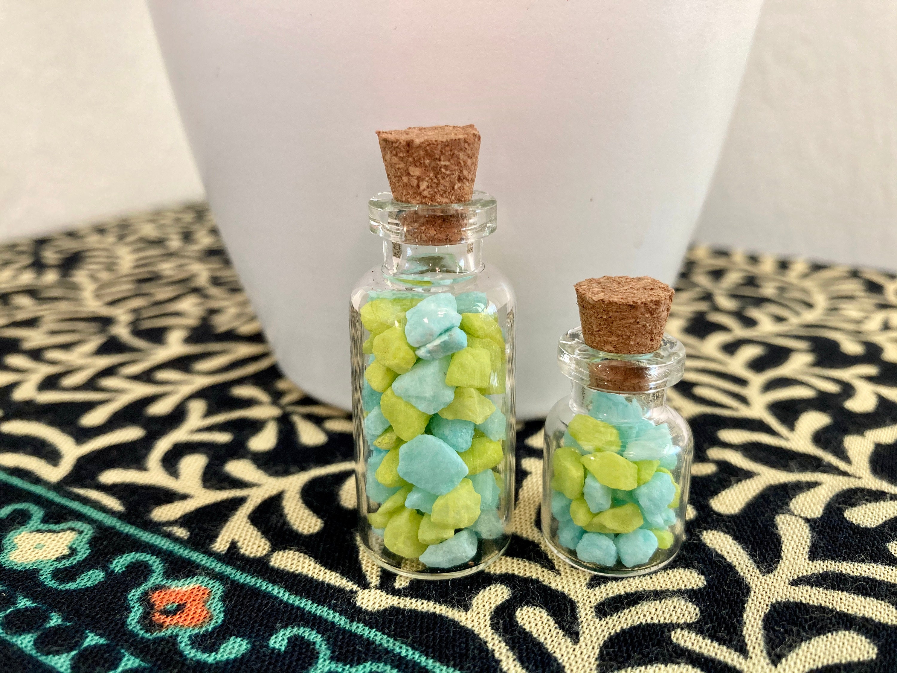 Large and Mini Vial with Cork Blue Green Crystal Gemstones | Etsy