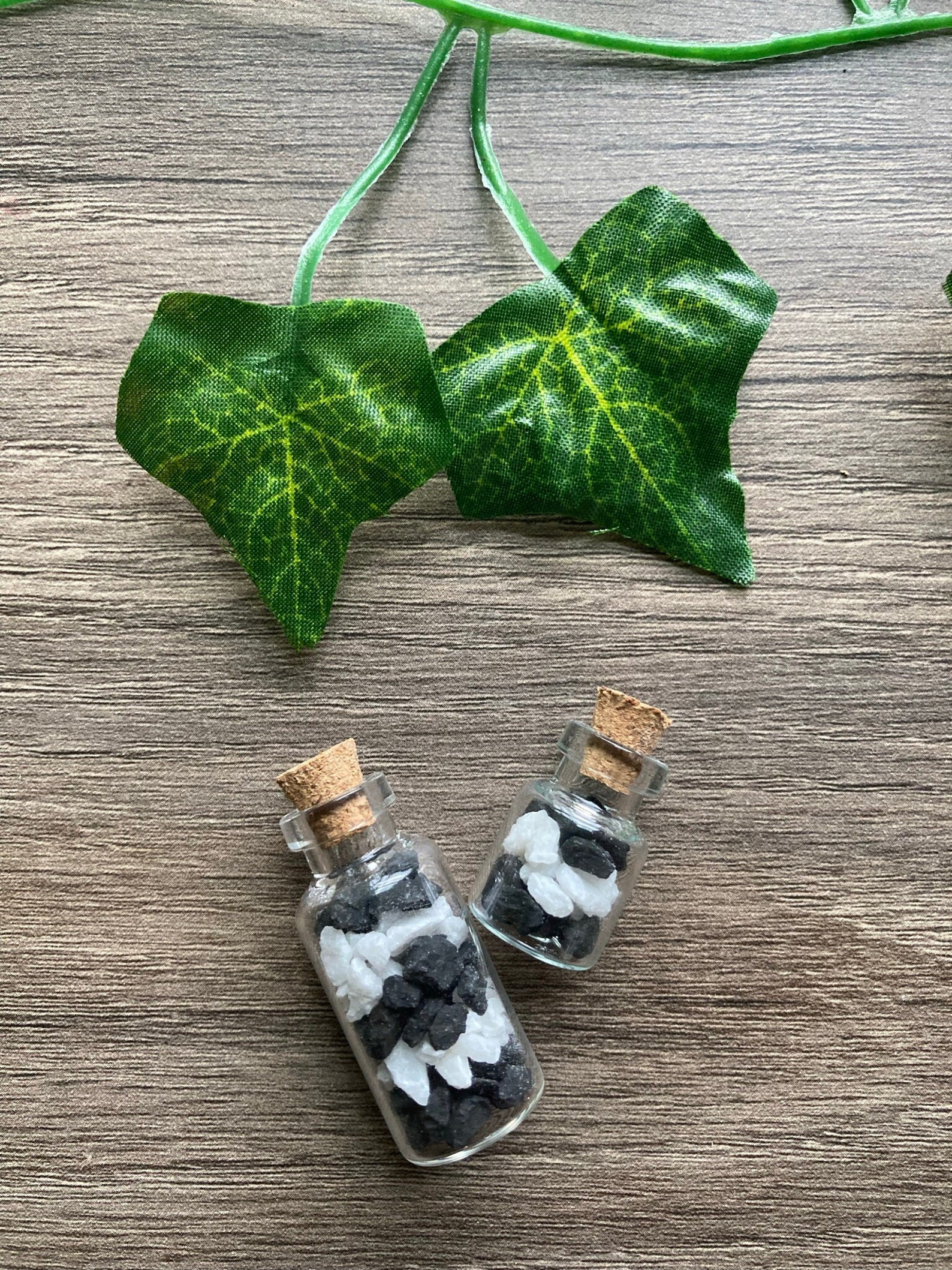 Large and Mini Vial With Cork Blue Green Crystal Gemstones Pebbles ...