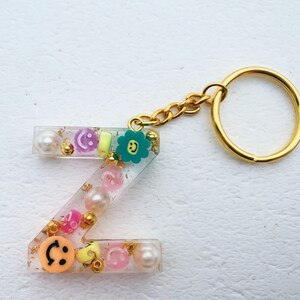 Custom Handmade Colorful Smiley Face & Bead Resin Keychain | School ...