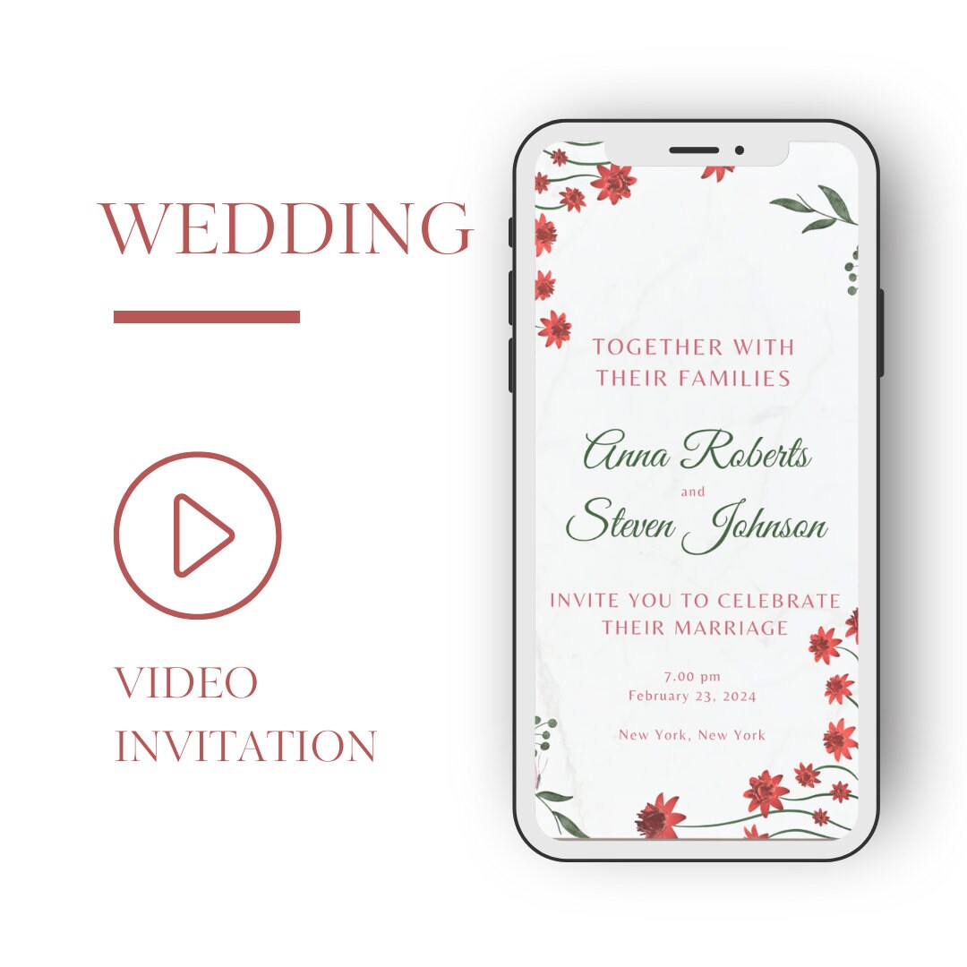 Digital Modern Wedding Invitation Template, Minimalist Wedding Video ...