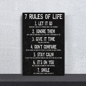 7 Rules of Life, Motivational Poster, Success Canvas Print, Motivation ...