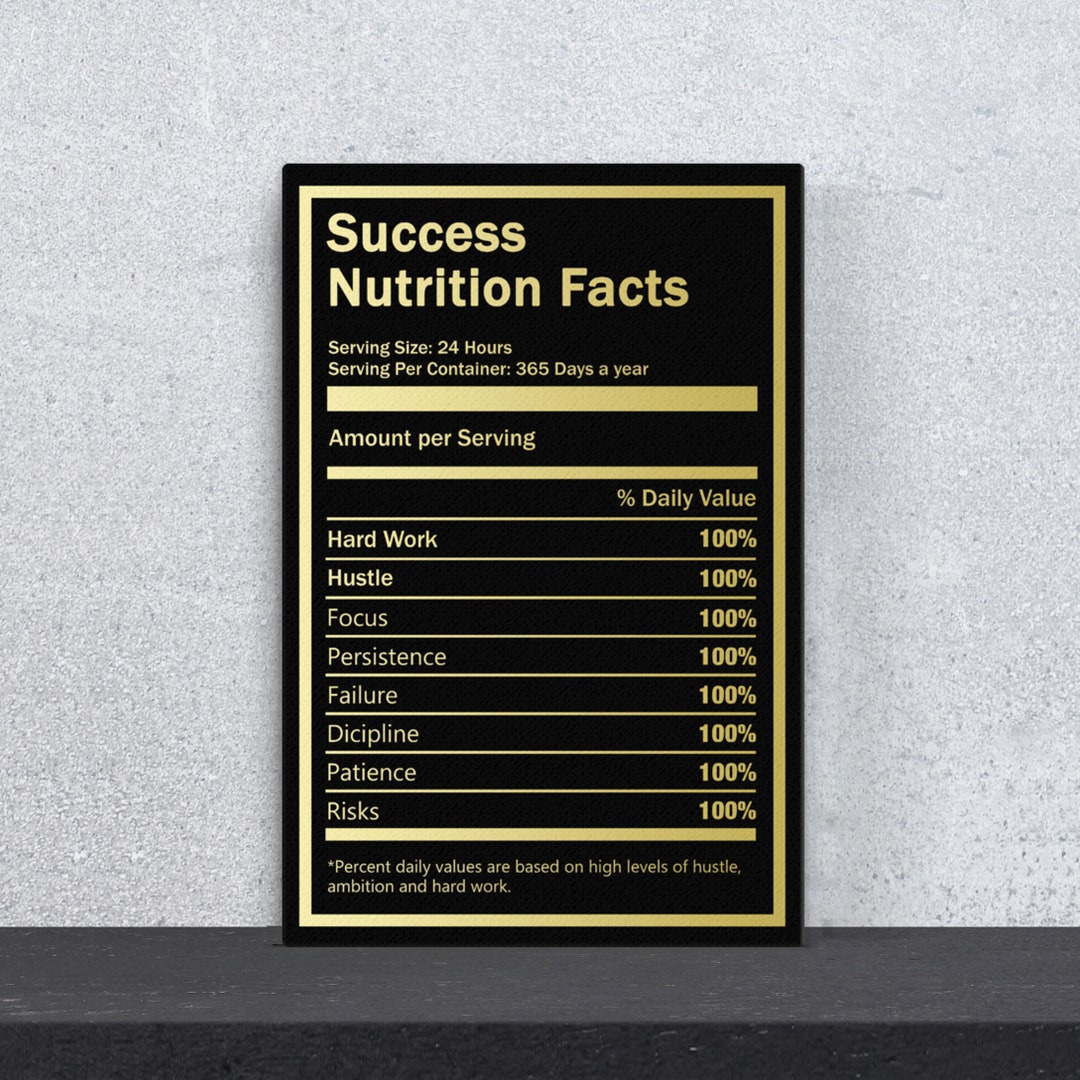 Success Nutrition Facts, Motivational Poster, Success Canvas Print ...