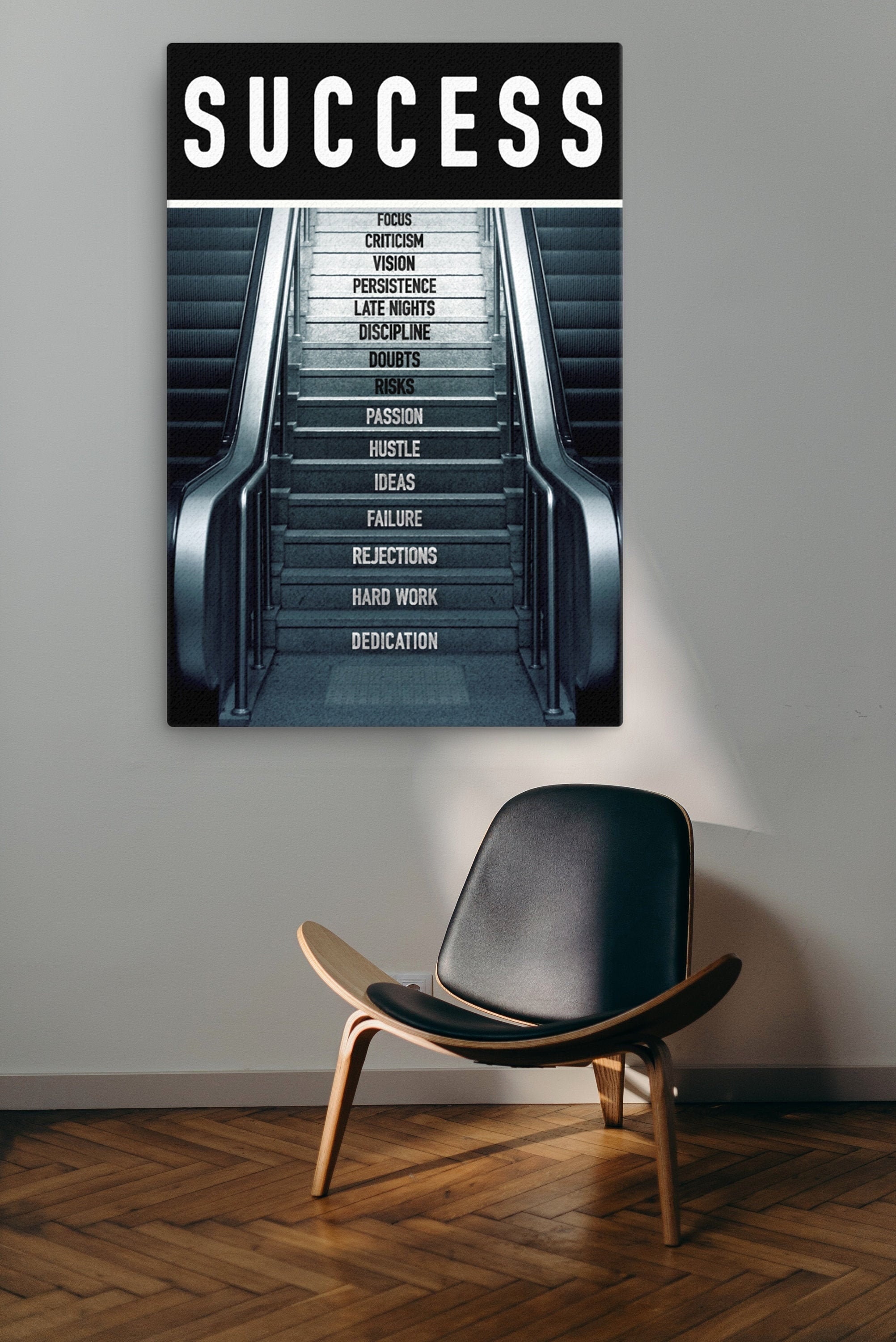 Success Staircase, Motivational Poster, Success Canvas Print ...