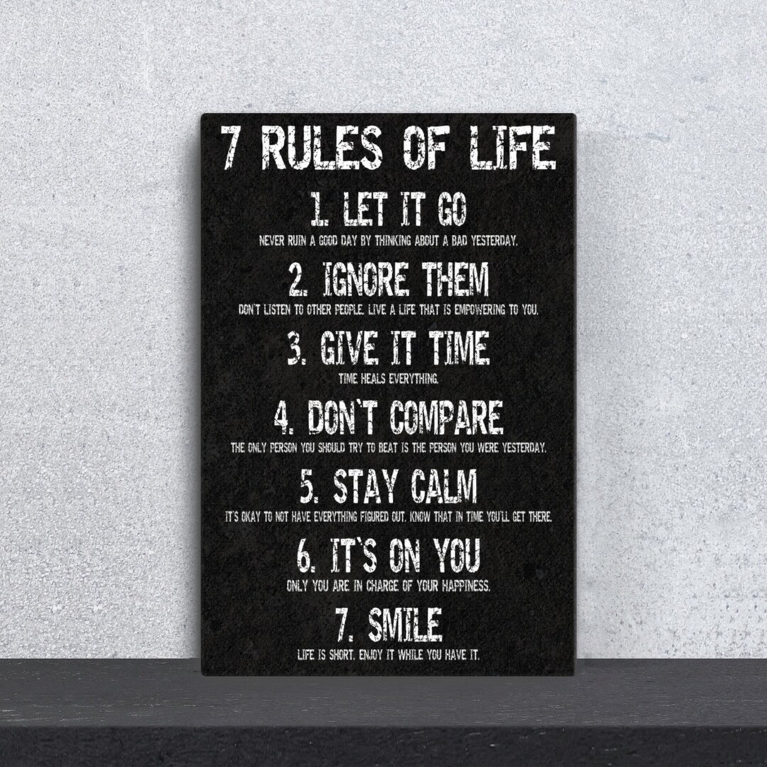 7 Rules of Life, Motivational Poster, Success Canvas Print, Motivation ...