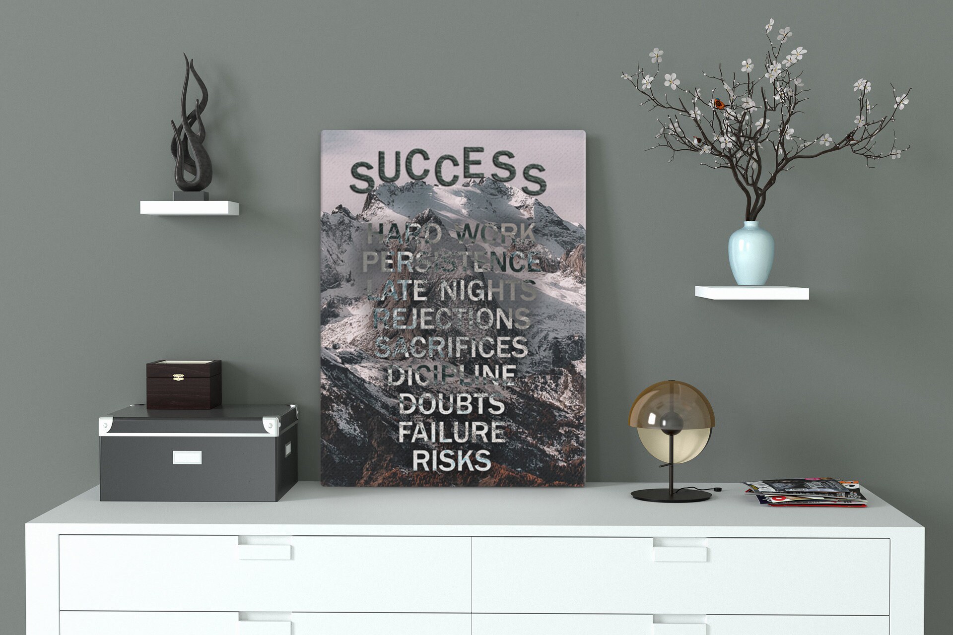 Success Mountain Motivational Poster Success Canvas Print - Etsy UK