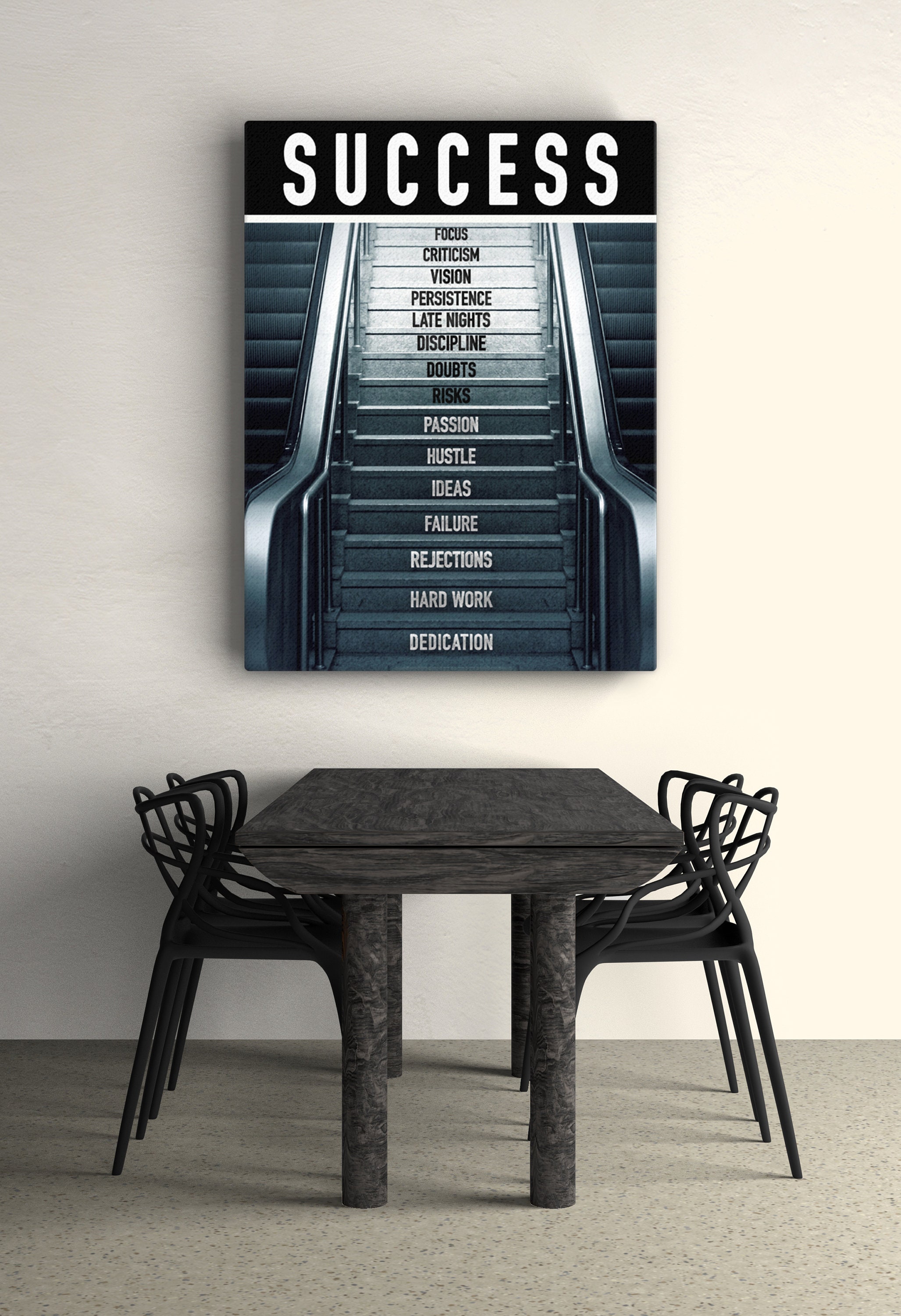 Success Staircase, Motivational Poster, Success Canvas Print ...