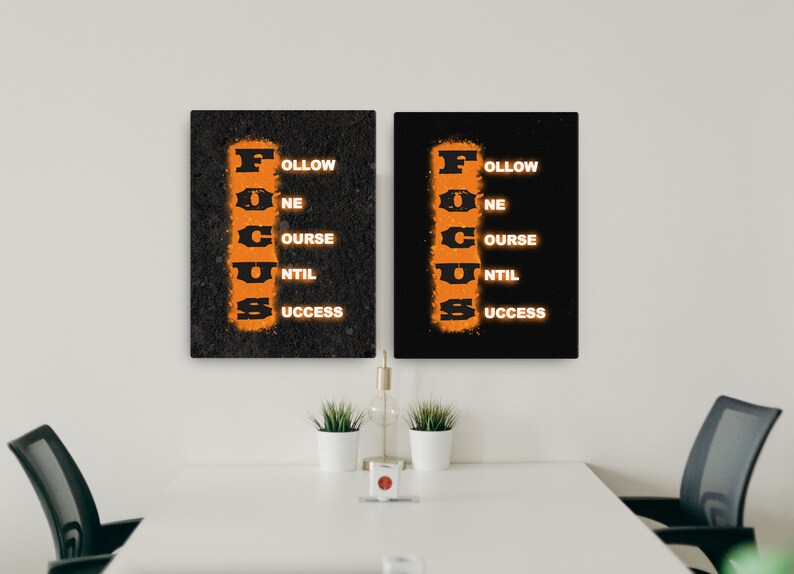 Focus Definition Motivational Poster Success Canvas Print | Etsy