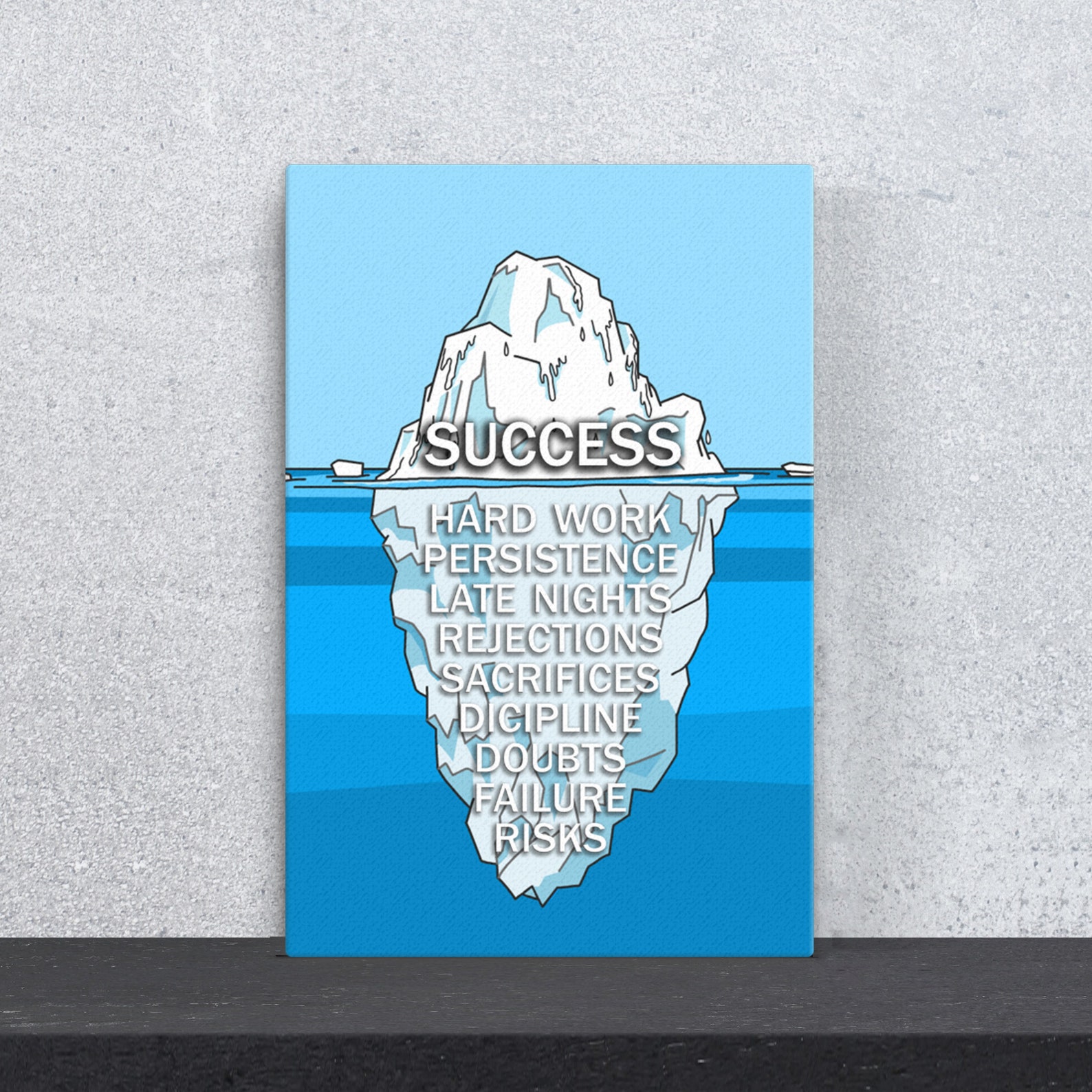 Success Iceberg, Motivational Poster, Success Canvas Print, Motivation ...