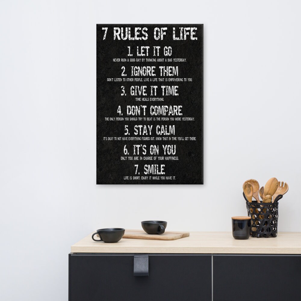 7 Rules of Life, Motivational Poster, Success Canvas Print, Motivation ...