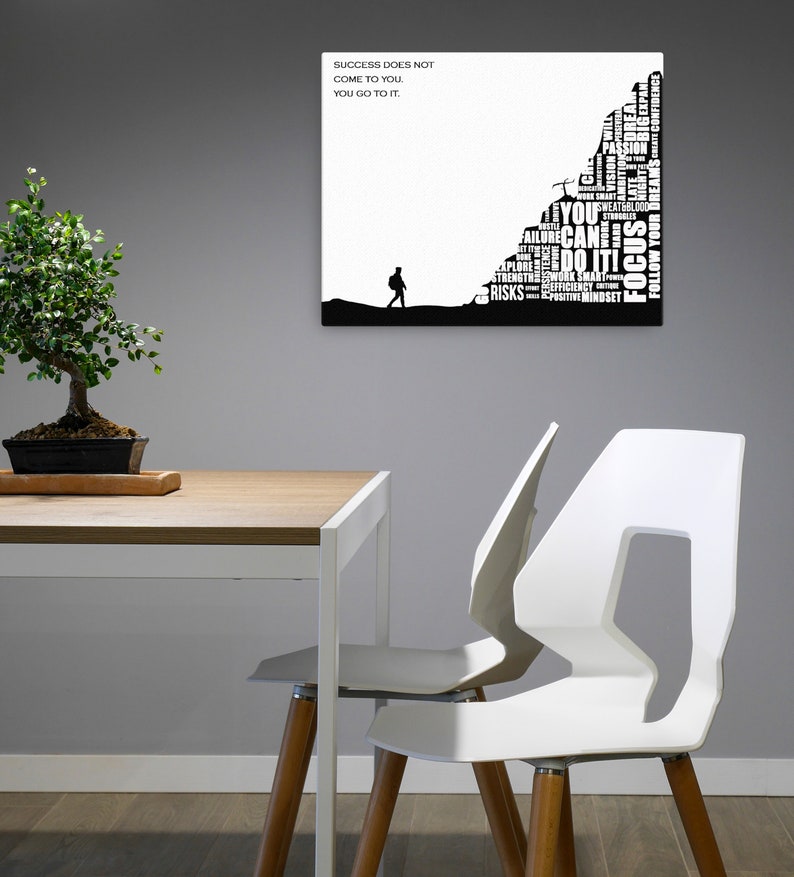 Mountain to Success Motivational Poster Success Canvas | Etsy