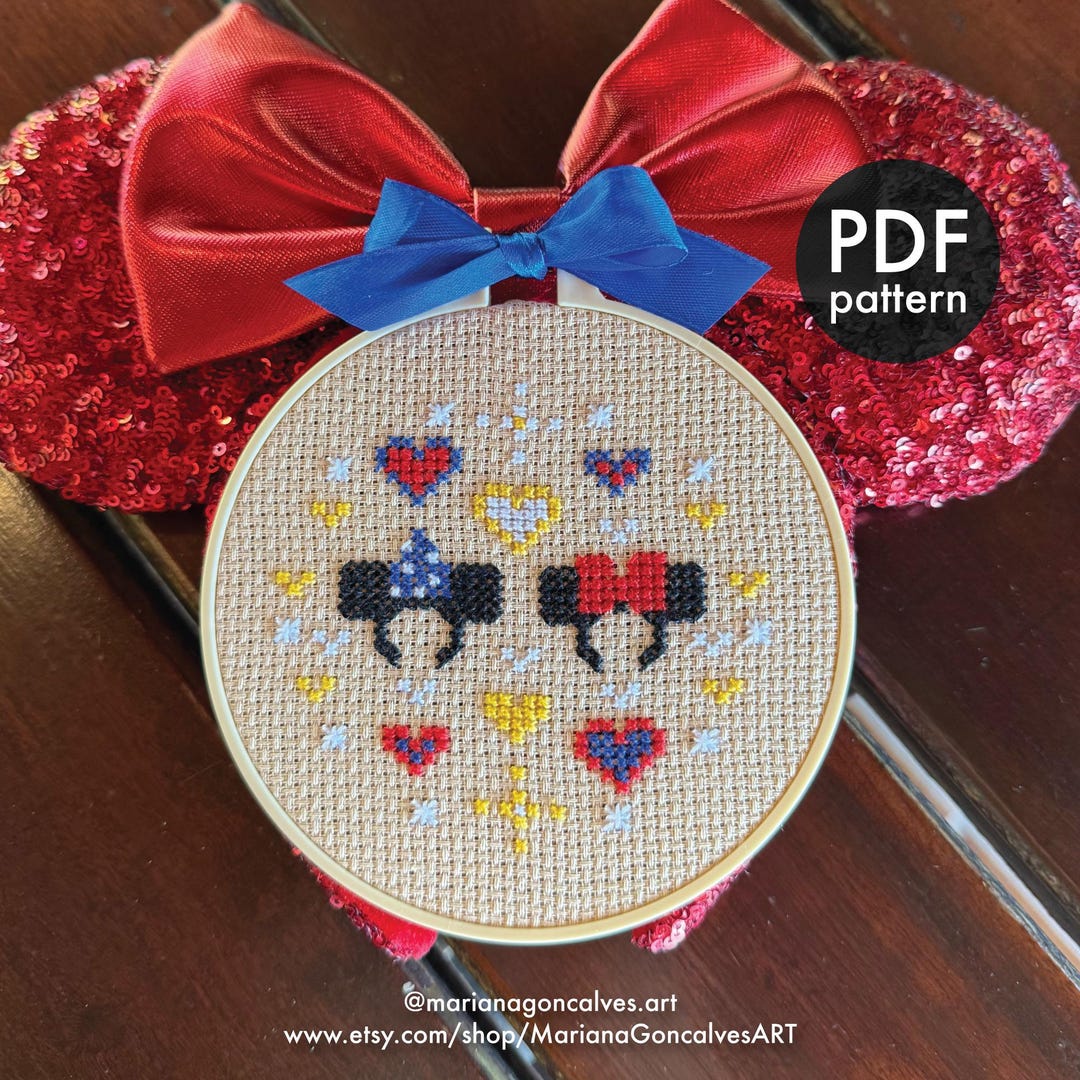 Mini Mouse Ears, Cross Stitch, PDF Pattern, Theme Park, Headband, Magic ...