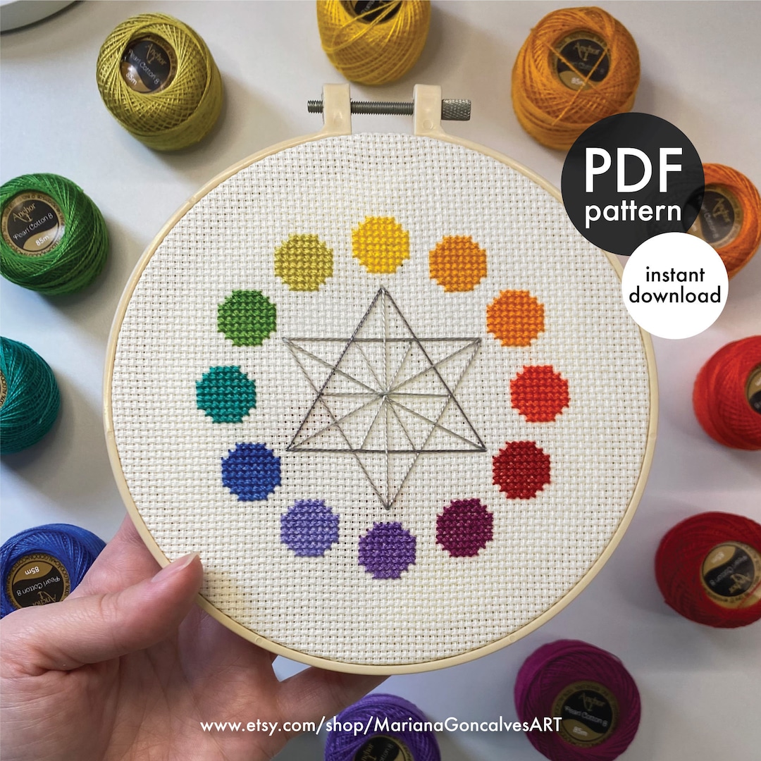 Color Wheel Cross Stitch PDF Pattern Color Geek Modern - Etsy