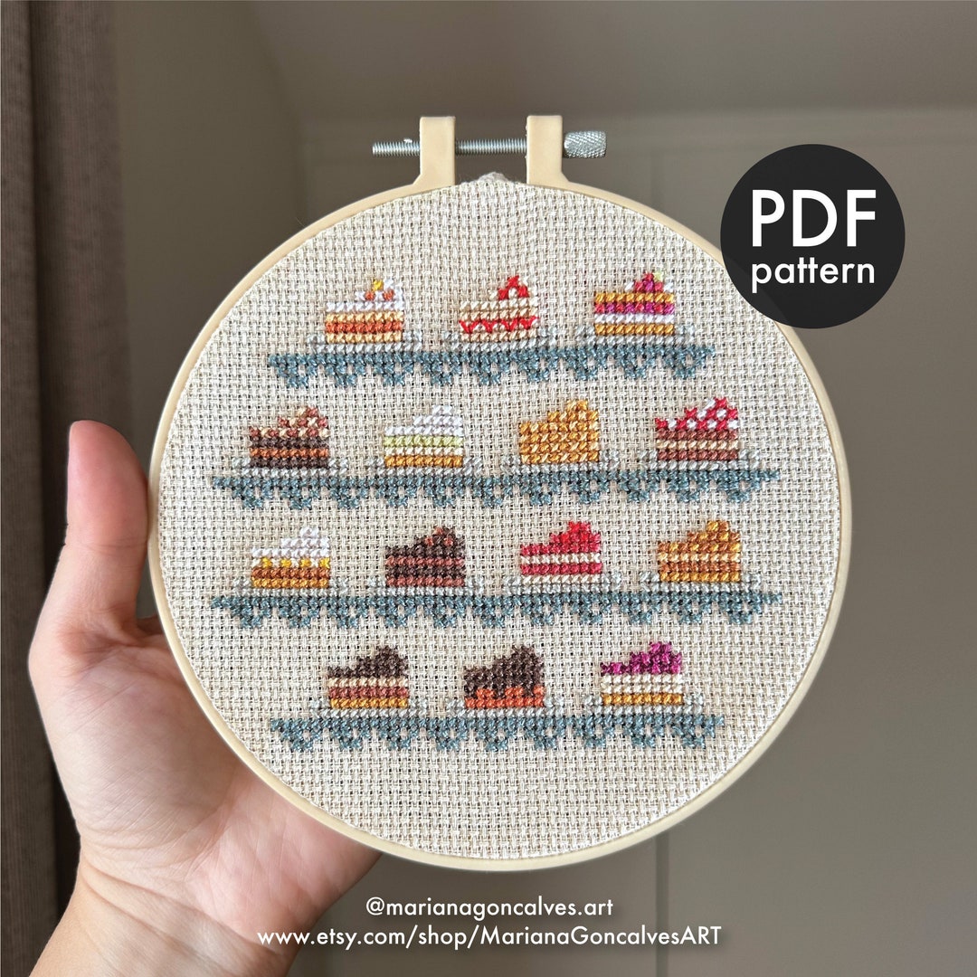 Piece of Cake, Cross Stitch, PDF Pattern, Modern, Beginner, Easy, Small ...