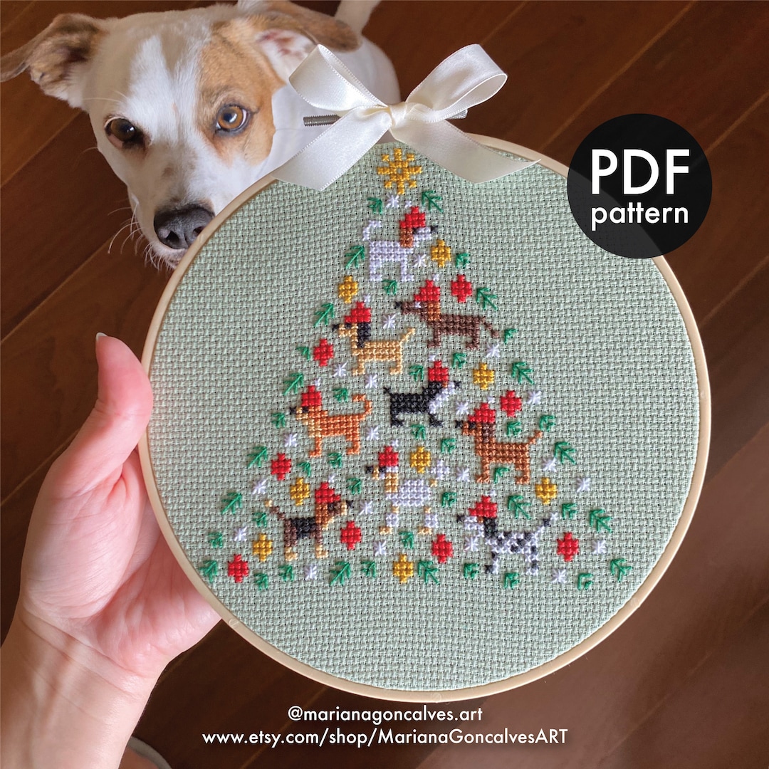 Puppy Christmas Tree, Cross Stitch, PDF Pattern, Easy, Beginner, Dog ...
