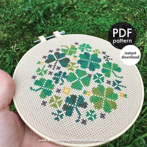 Lucky Clover Cross Stitch PDF Pattern Modern Cute Easy - Etsy