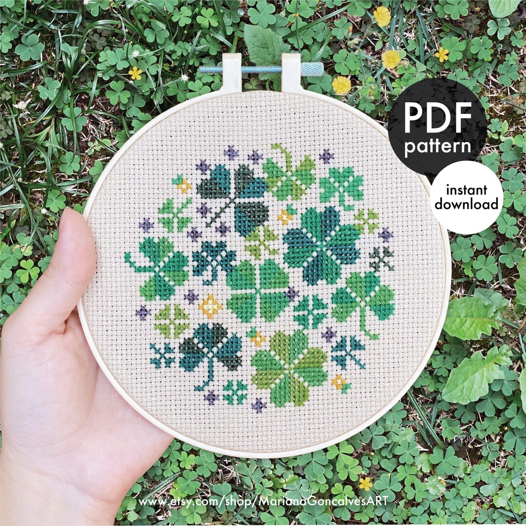 Lucky Clover Cross Stitch PDF Pattern Modern Cute Easy - Etsy