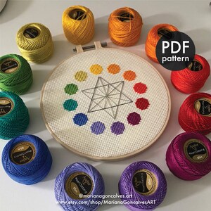 Color Wheel, Cross Stitch, PDF Pattern, Color Geek, Modern, Easy ...