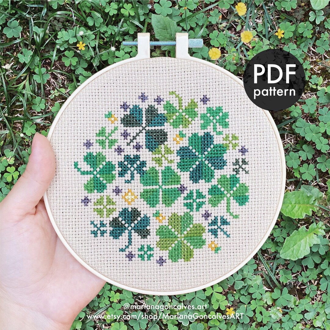 Lucky Clover, Cross Stitch, PDF Pattern, Shamrock, Modern, Cute, Easy ...