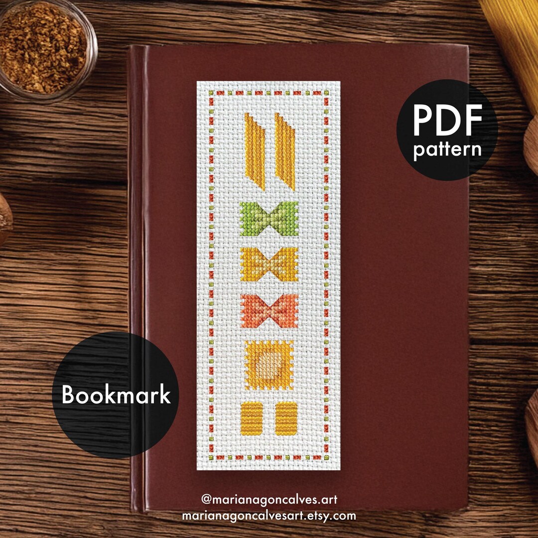 Pasta Bookmark, Cross Stitch, PDF Pattern, Mini, Easy, Modern, Kitchen ...