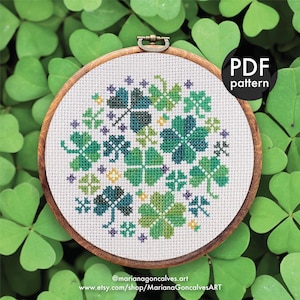 Lucky Clover, Cross Stitch, PDF Pattern, Shamrock, Modern, Cute, Easy ...