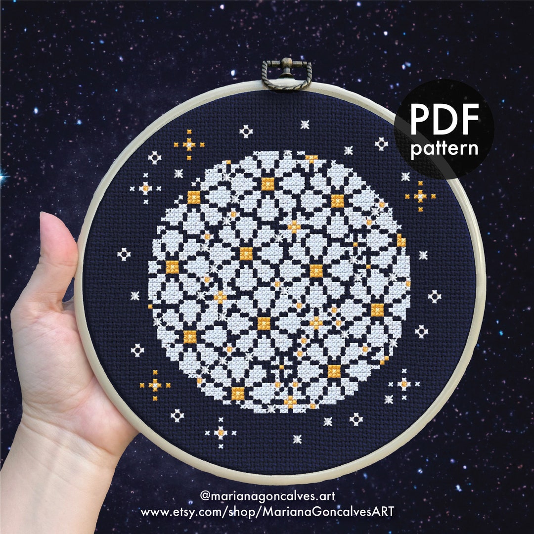 Moon Daisies Cross Stitch PDF Pattern Floral Aesthetic - Etsy
