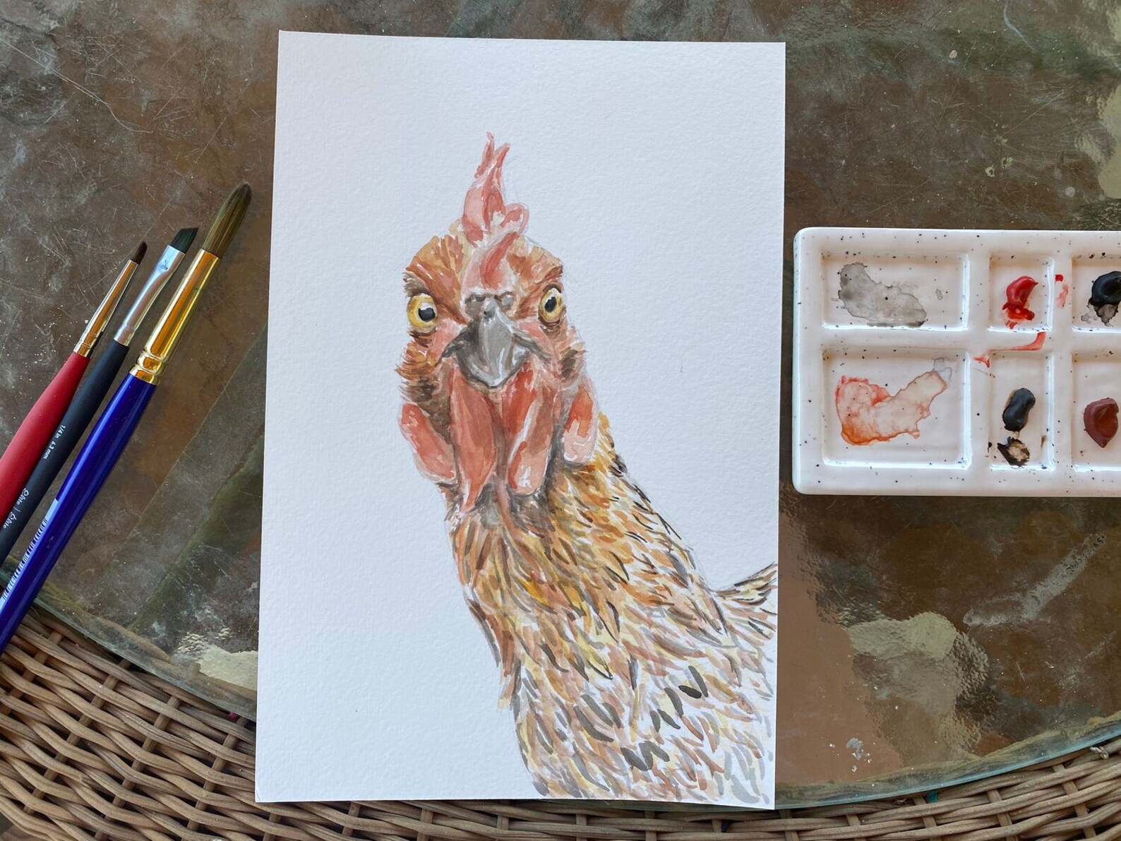 Watercolor Chicken Print Chicken Art Chicken Painting - Etsy