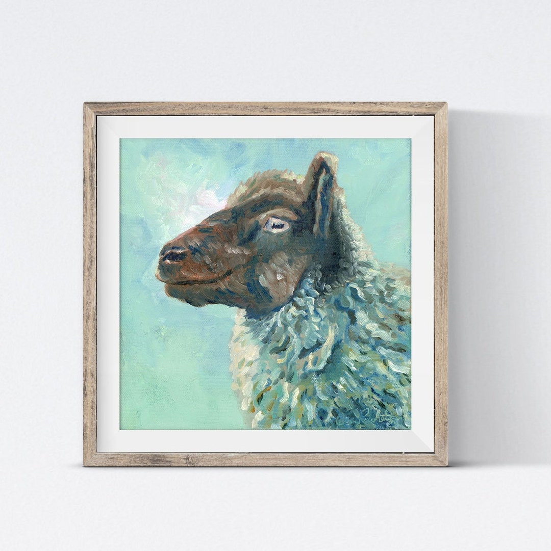 Sheep Art Print | Farm Animal Artwork Giclee Sheep Painting Canvas ...
