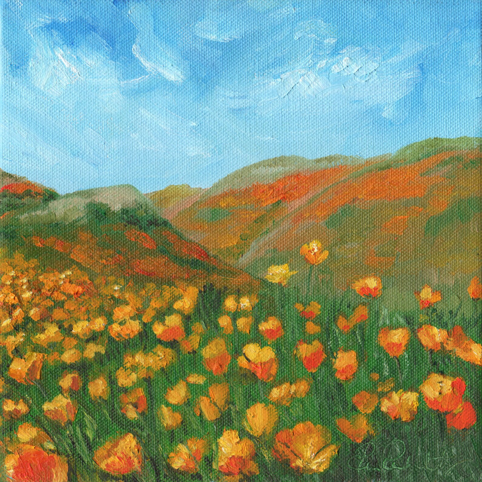 Set of 3 Poppy Field Prints fine Art Giclee Canvas Flower - Etsy