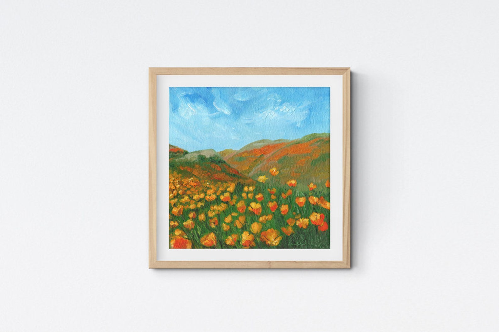 Set of 3 Poppy Field Prints fine Art Giclee Canvas Flower Field ...