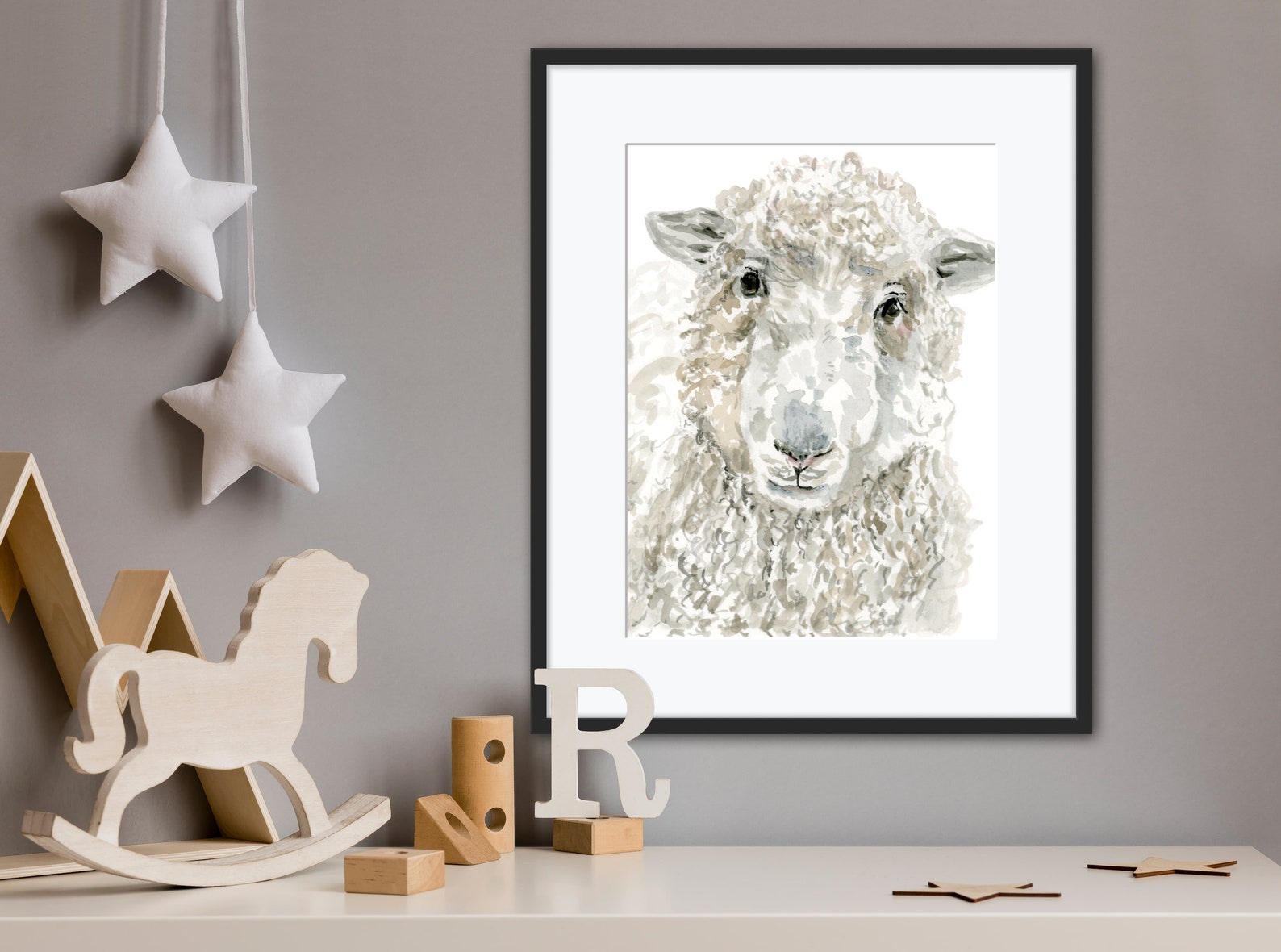 Watercolor Sheep Art Print | Sheep Painting Farm Animal Nursery Decor ...