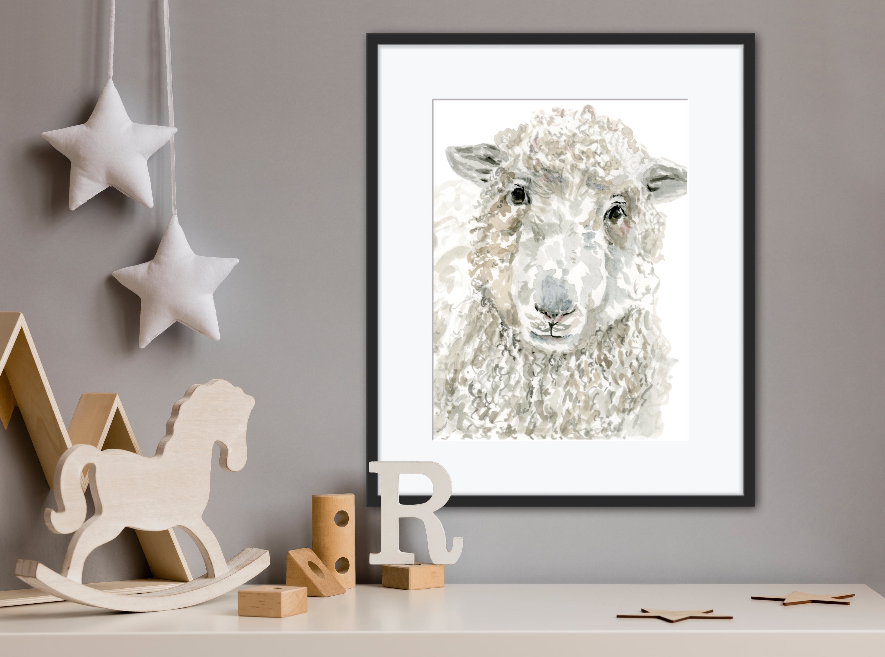 Watercolor Sheep Art Print Sheep Painting Farm Animal Nursery Decor ...