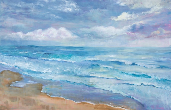 Abstract Art Print Beach Painting Coastal Living Room Decor Impressionist Ocean Artwork Vacation Home Wall Art Sandy Shore Wave Picture Etsy Australia