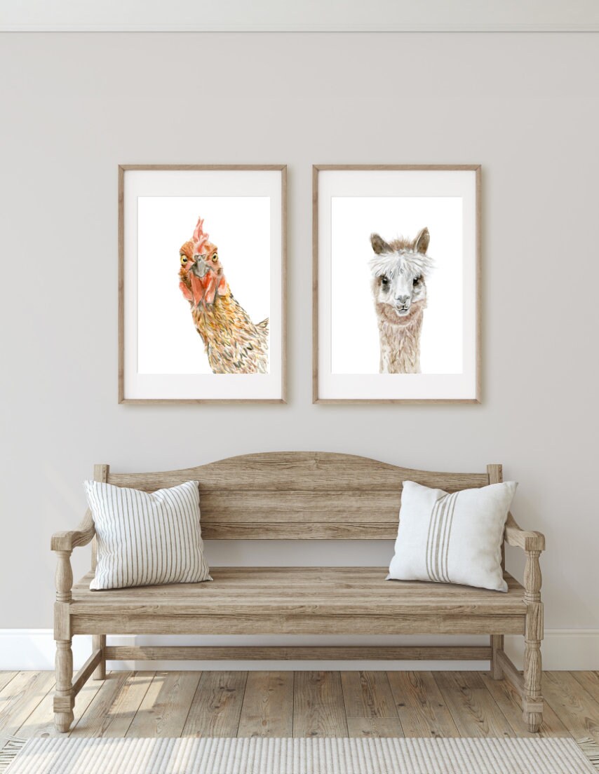 Watercolor Chicken Print Chicken Art Chicken Painting Chicken Face Farm ...