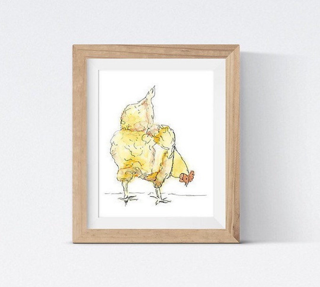 Watercolor Chicken Print Chicken Painting Farmhouse Wall Decor, Giclee ...
