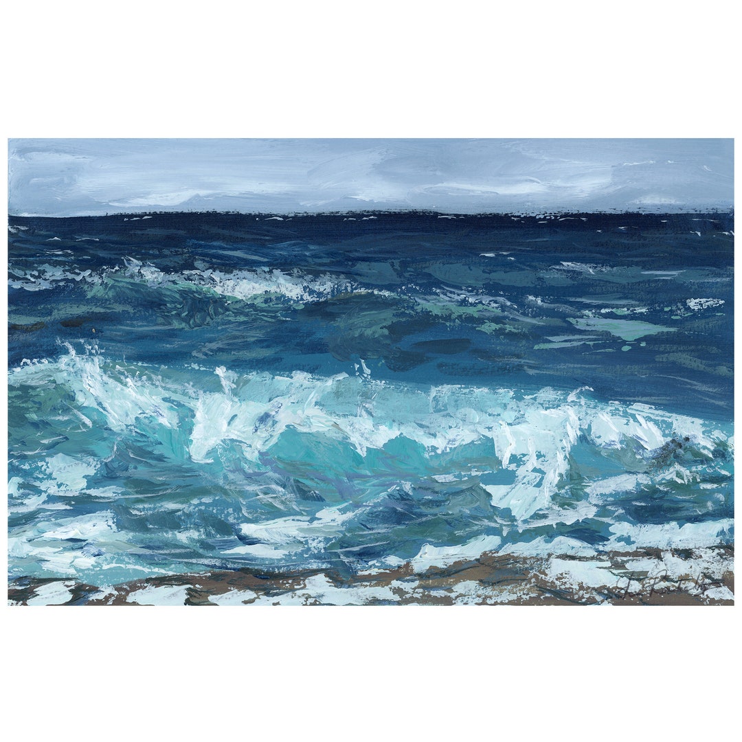 Abstract Waves Art Print Ocean Painting Fine Art Beach Decor Vacation ...