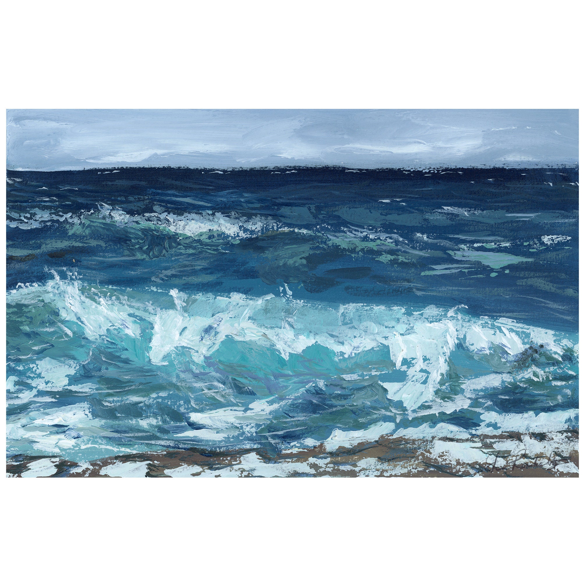 Abstract Waves Art Print Ocean Painting Fine Art Beach Decor Vacation ...