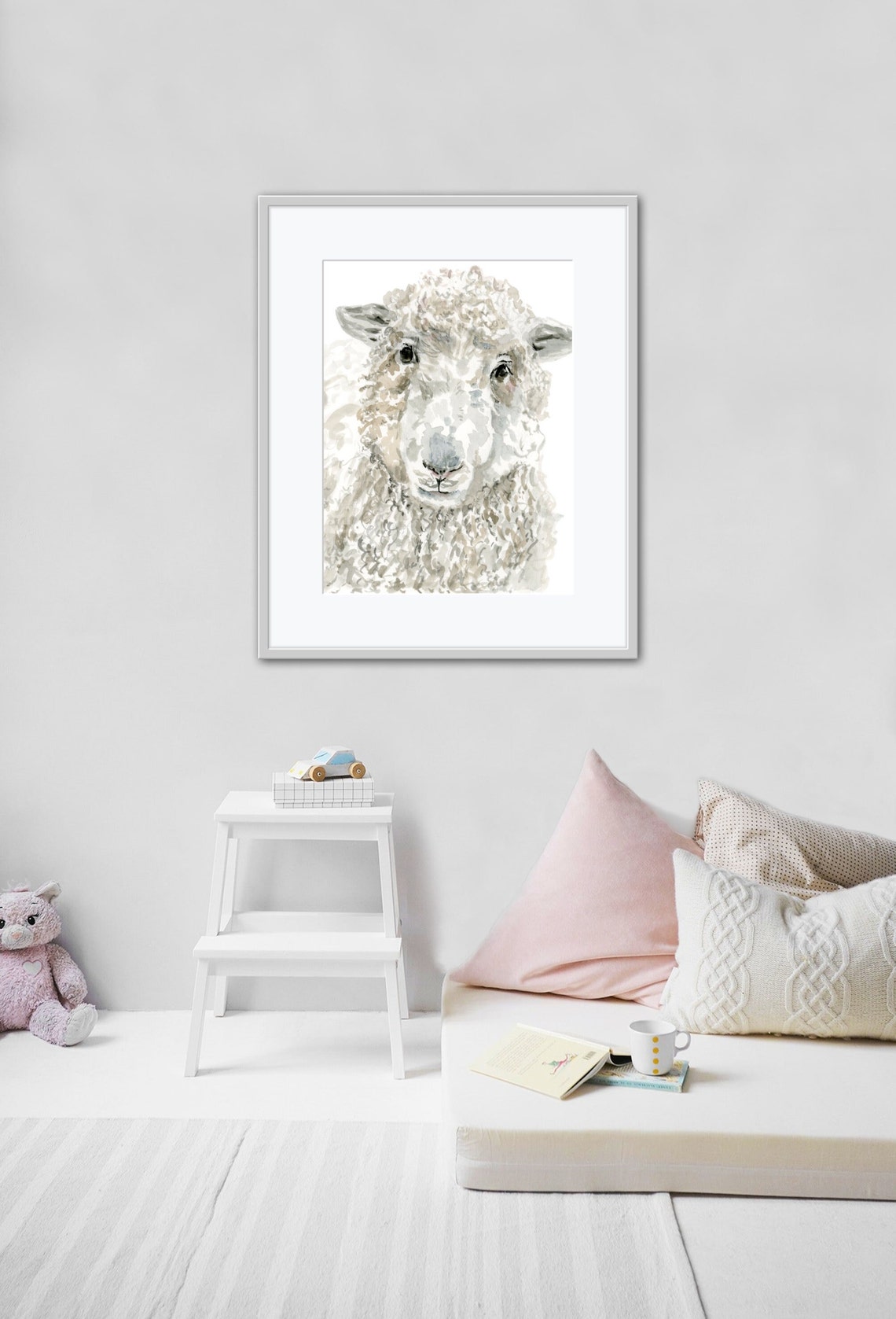 Watercolor Sheep Art Print | Sheep Painting Farm Animal Nursery Decor ...