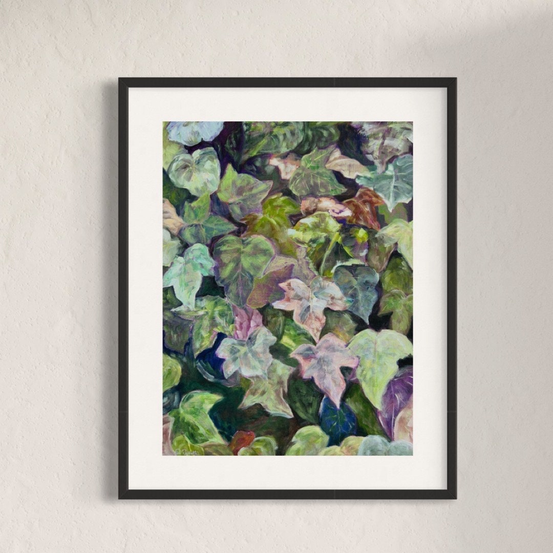 Ivy Leaf Art Print | Vertical Canvas Giclee Artwork Leaves Acrylic ...