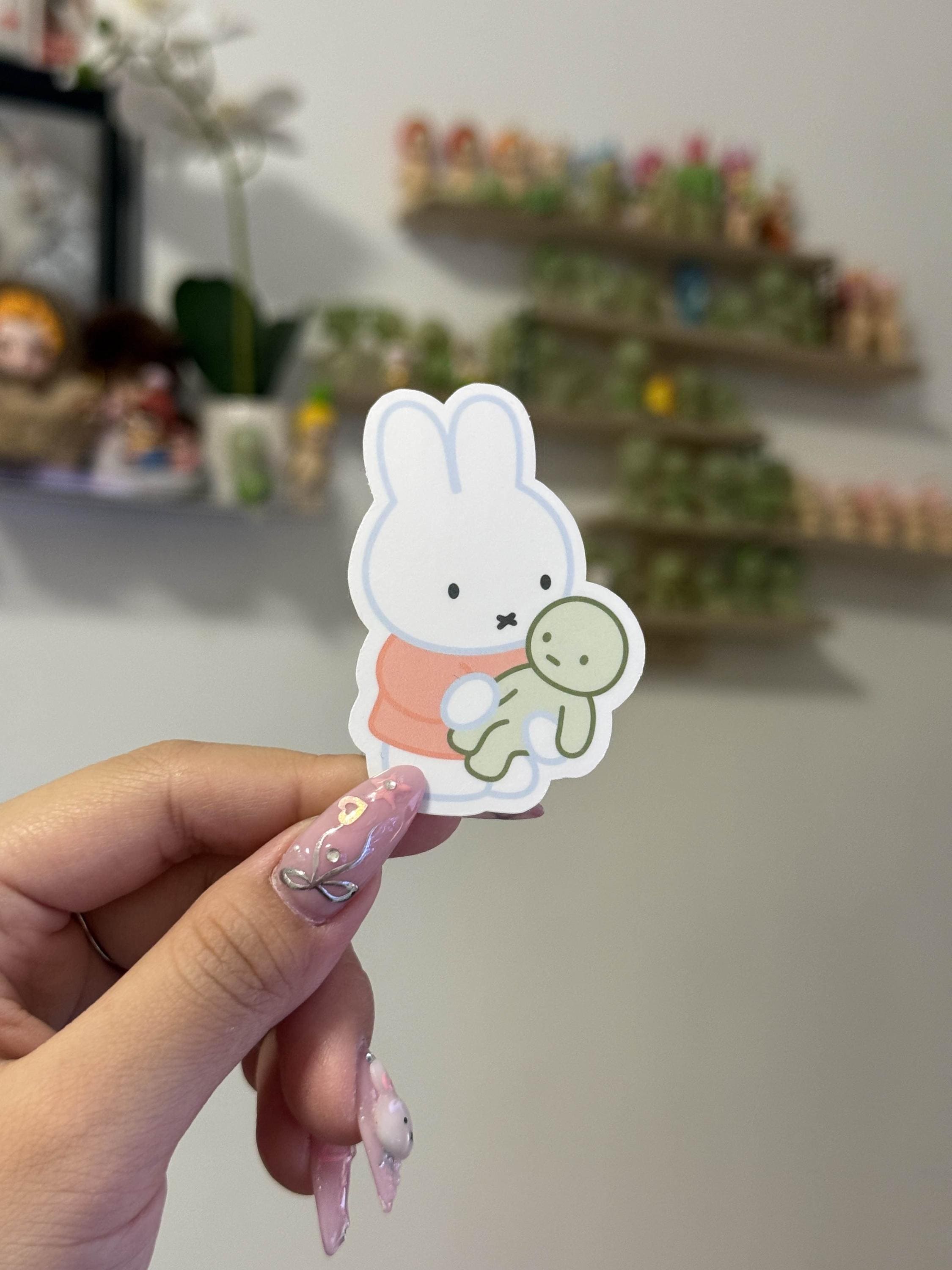 Miffy Holding Smiski Sticker | Die Cut Sticker - Holographic Heart ...