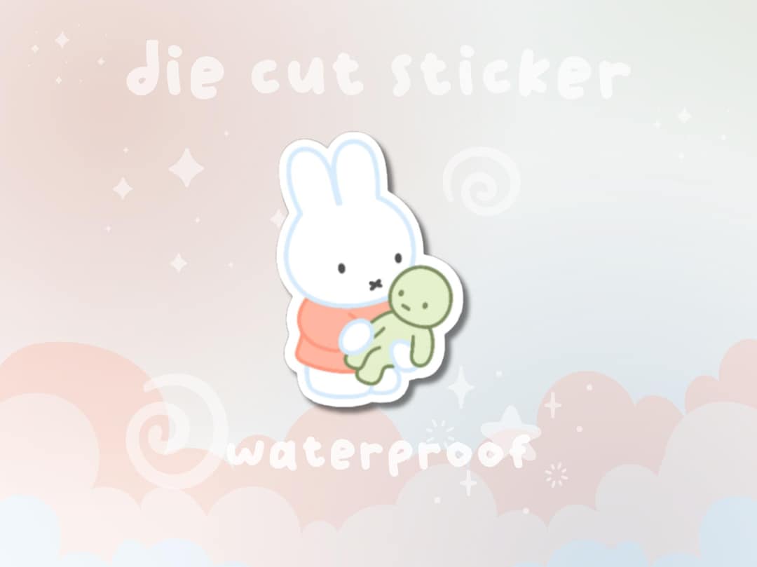 Miffy Holding Smiski Sticker | Die Cut Sticker - Holographic Heart ...