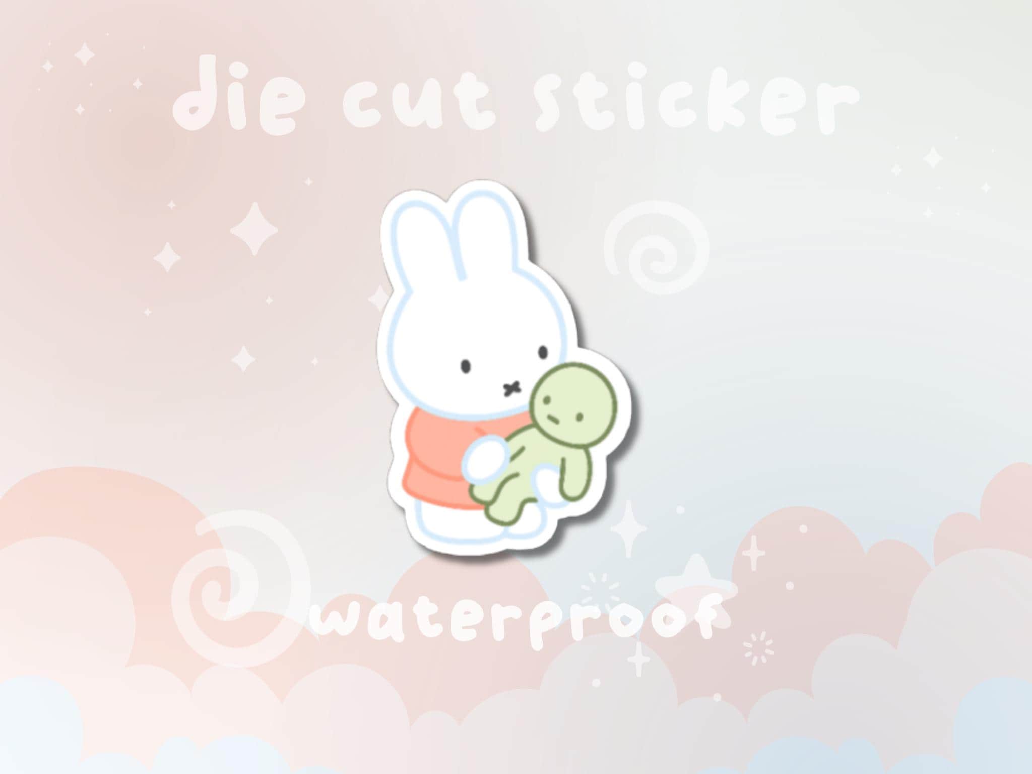 Miffy Holding Smiski Sticker | Die Cut Sticker - Holographic Heart ...