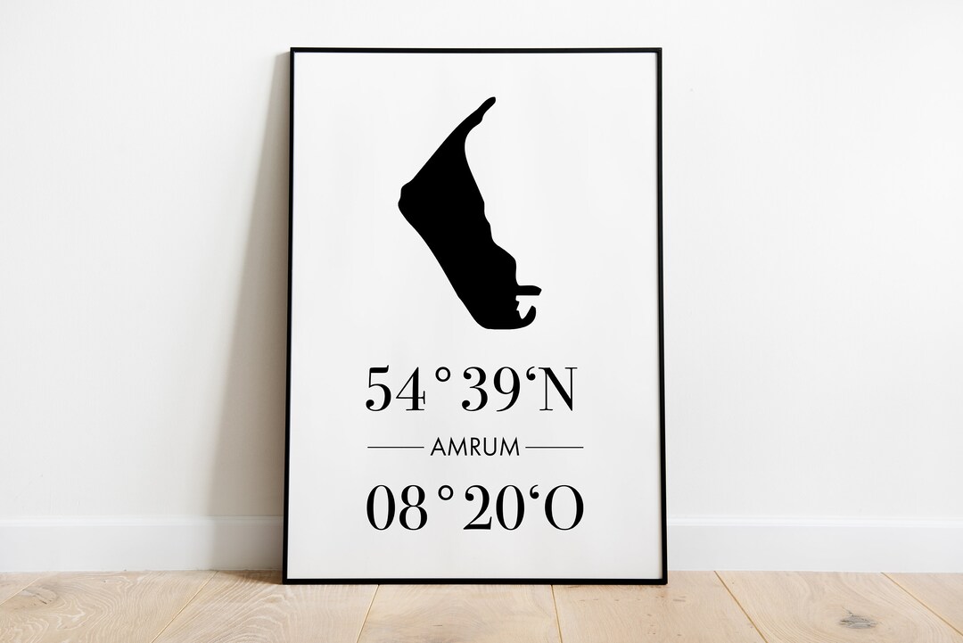 Poster Amrum mit Koordinaten - Etsy.de