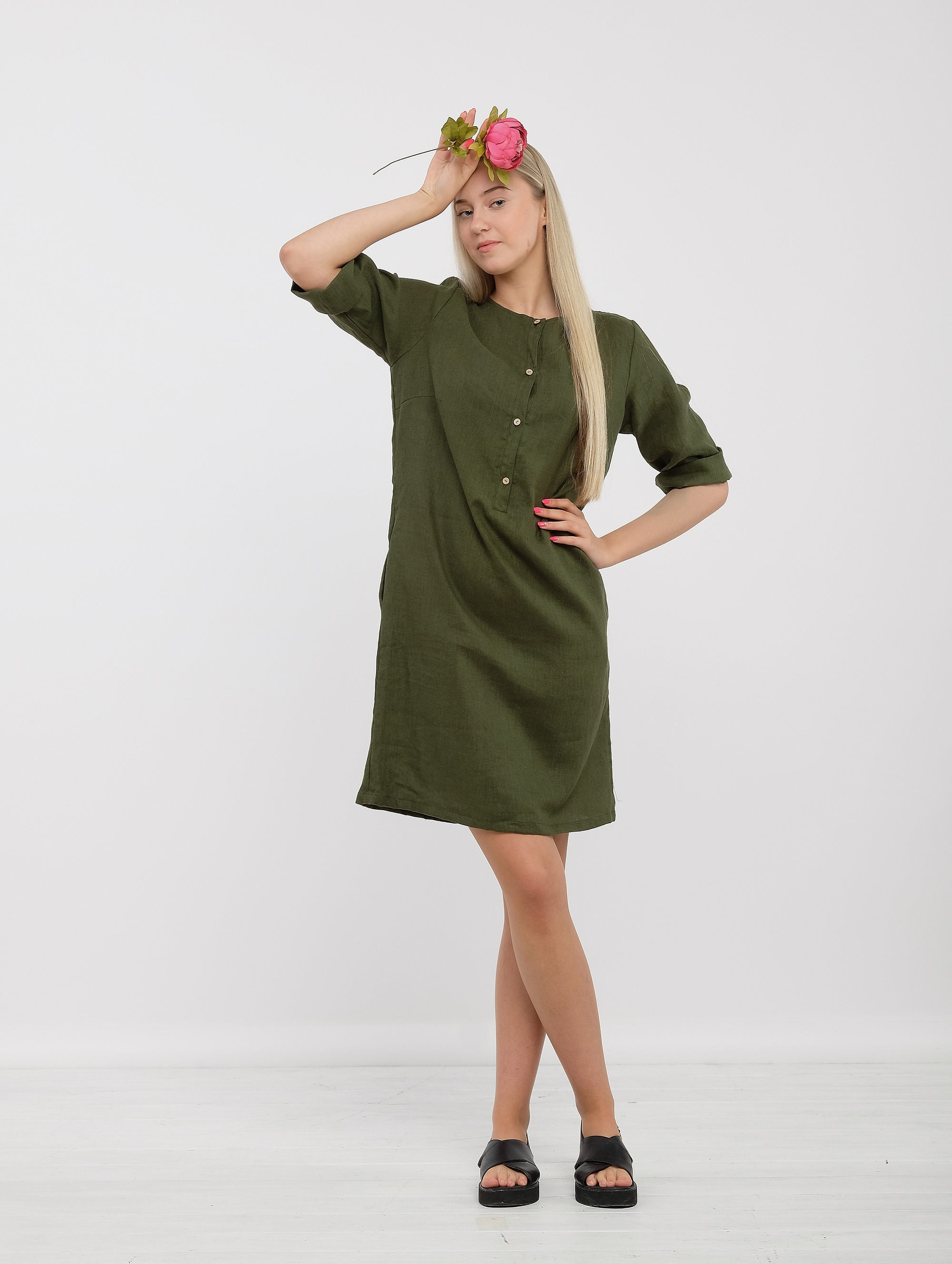 Ready to Ship Linen Dress LUCY Size Slinen Dress With Pocket - Etsy