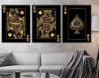 ACE Playing Card CANVAS Luxury Art Wall Decor Gold Art | Etsy