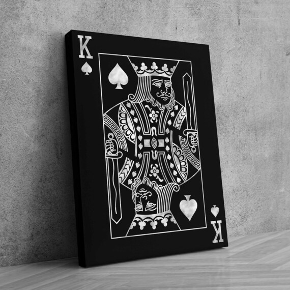 King Silver Playing Card CANVAS Luxury Art Wall Decor - Etsy