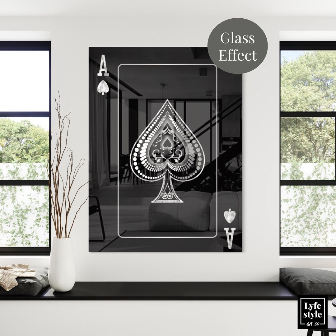 Ace of Spades Acrylic Glass Art – Black and Gold, Modern Man Cave Decor ...