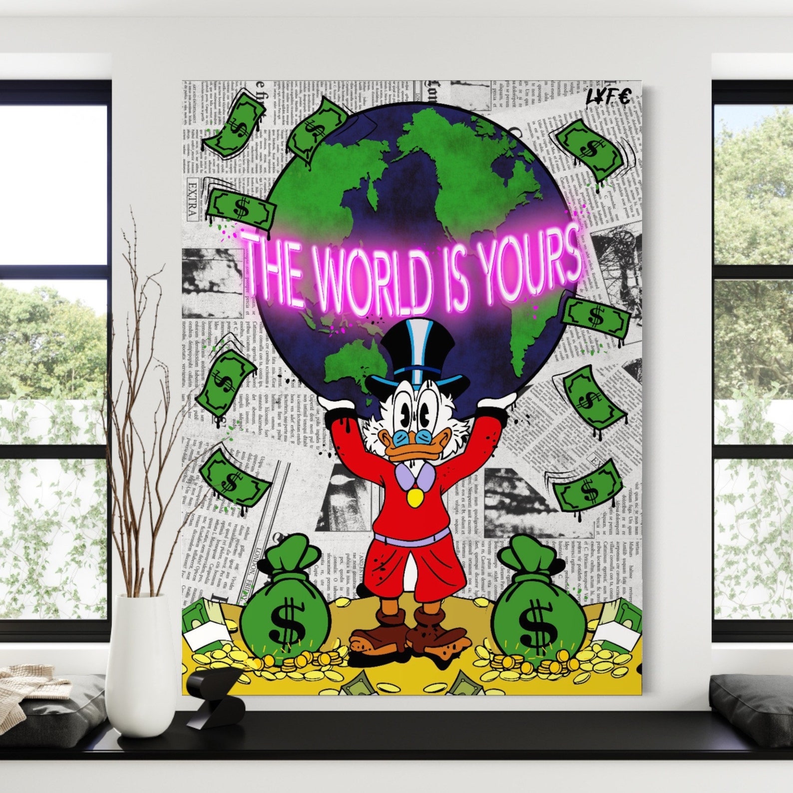 Scrooge Mcduck CANVAS Scarface the World is Yours Gifts for Him Alec Monopoly Luxury Art - Etsy