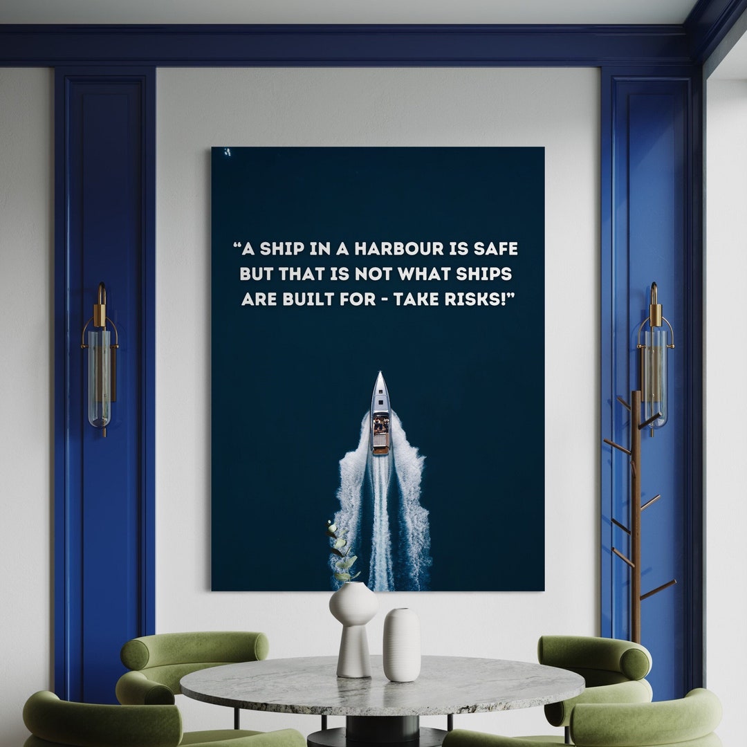 Boat Art (CANVAS) Nautical Art - Motivational Art - Success Art - Blue ...