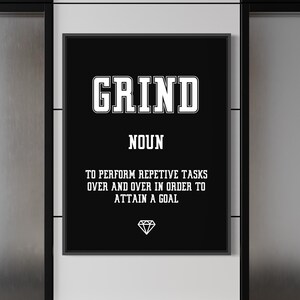 Grind Verb (CANVAS) Wall Art Office Decor, Grind Definition Modern Art ...