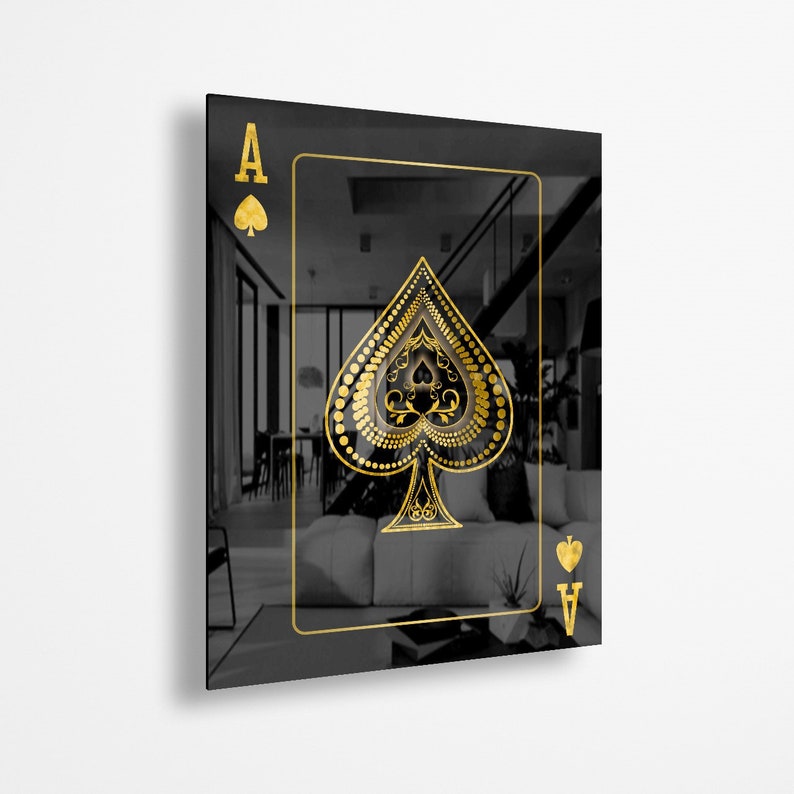 Ace of Spades ( GLASS EFFECT) Playing Card Art - Black and Gold Art ...